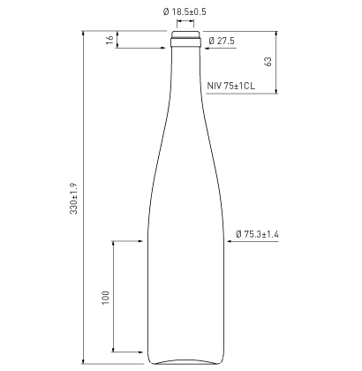 Bouteille à vin Rhénane cétie 75 cl blanc Médium