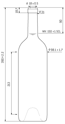 Bottiglia di vino Bordolese Magnum cetie 150 cl antico Golia